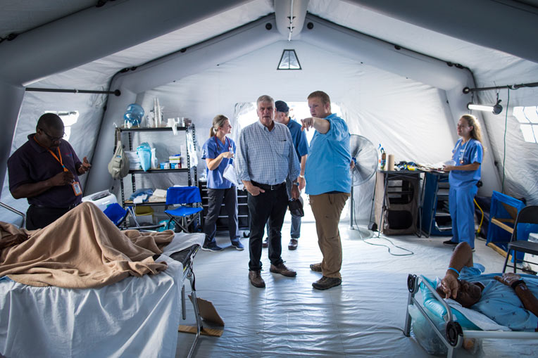 Franklin Graham Travels to Emergency Field Hospital in the Bahamas