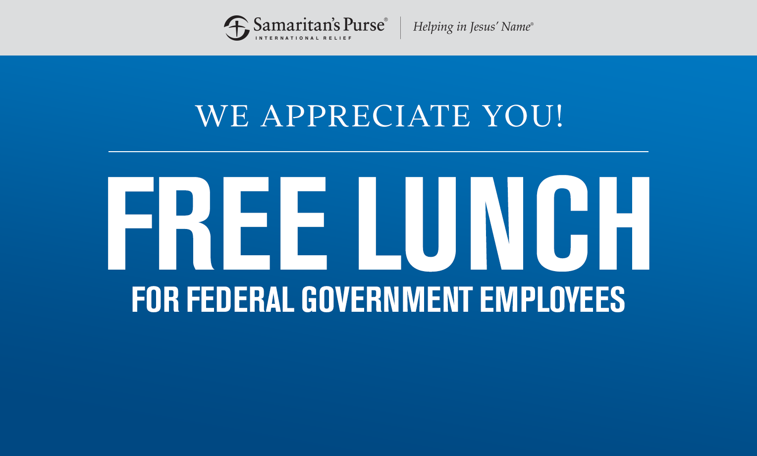 Franklin Graham Announces Free Lunches for Federal Employees